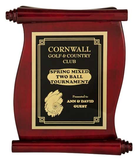Buy Rosewood Piano Finish Scroll Plaque | Custom Engraved Award